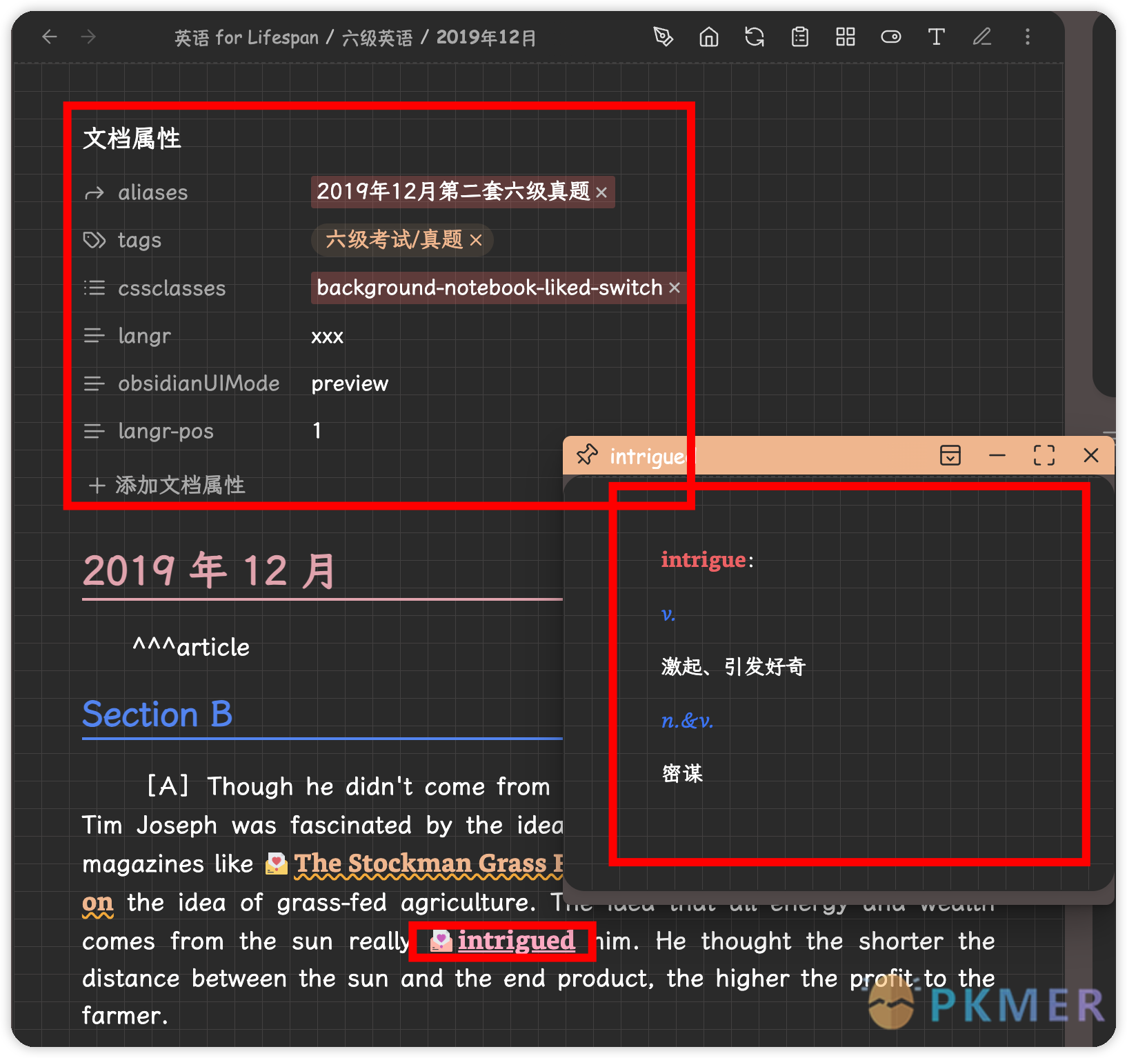 PKMer_Obsidian 样式：Hover Editor 插件弹窗中隐藏 Properties 属性面板